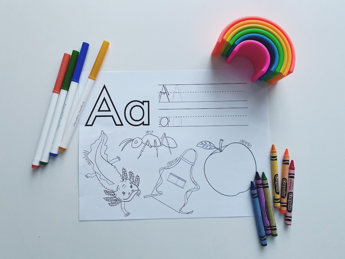 Alphabet Coloring Page - Letter A - Handwriting Practice Coloring Page ...