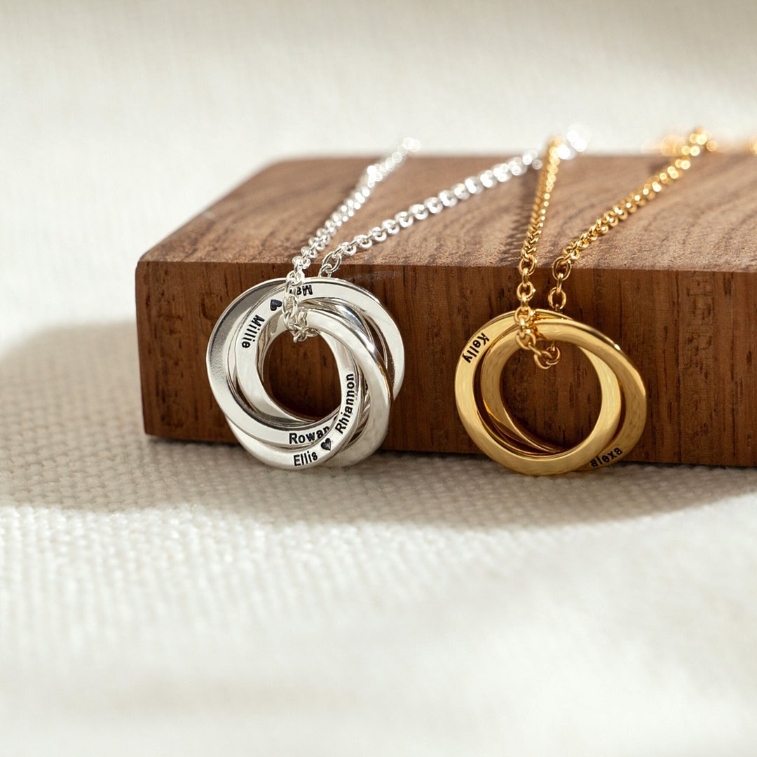Personalized Circle Necklace Gold, Interlocking Circle Necklace ...