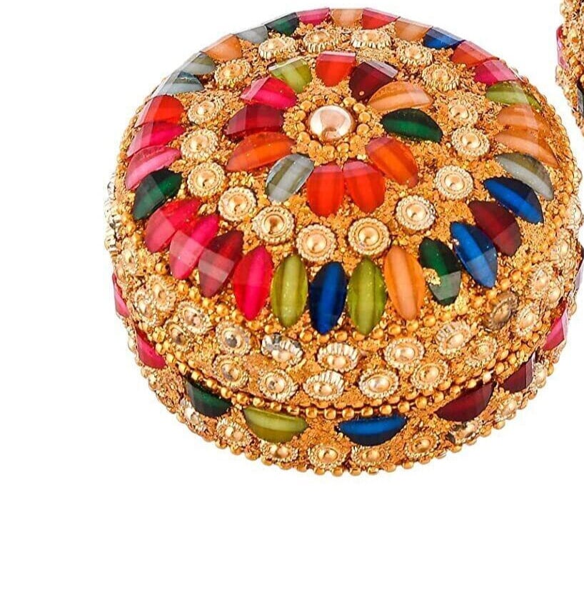 Indian Traditional Handmade Antique Aluminum Designer Golden Box for ...