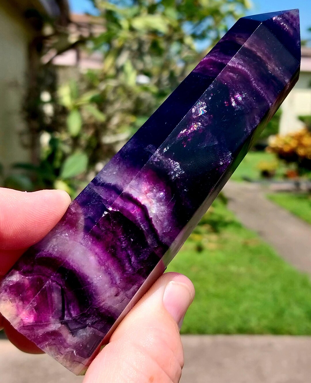 Purple Banded Fluorite Tower Rainbow Fluorite. Purple Fluorite. Rainbow ...