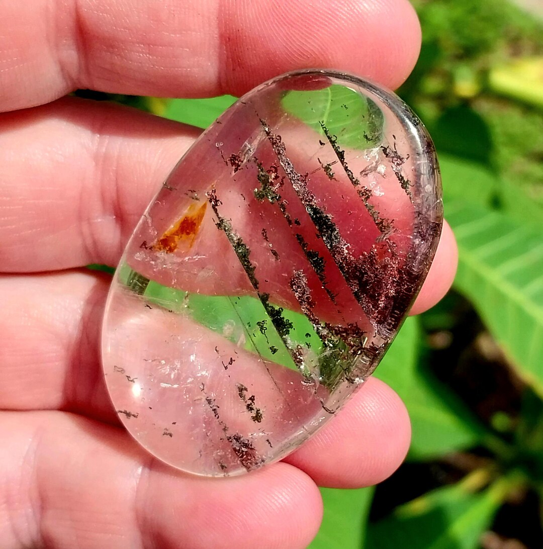 2 Sided Green Lodolite Garden Quartz Palm Stone. Garden Lodolite ...