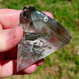 Large Top Quality Lodolite Garden Quartz Diamond Freeform With Stand ...