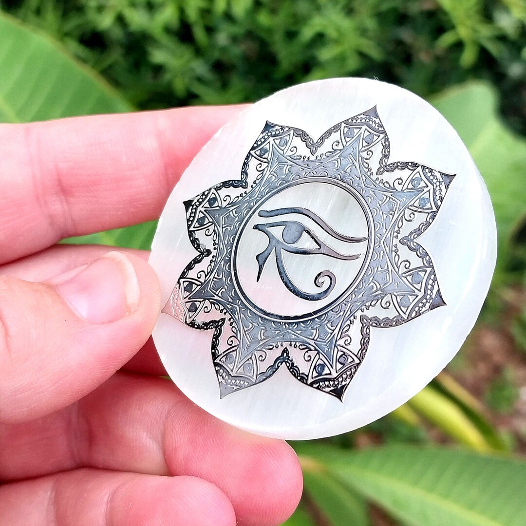 Unique Selenite Eye of Rah Slab. All Seeing Eye. Selenite Charging ...