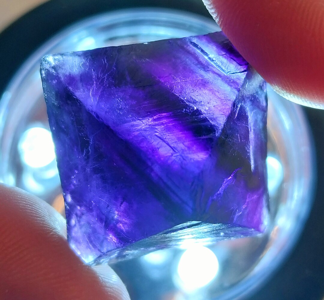 Large Blue and Purple Fluorite Octahedron Crystal. Rainbow Fluorite ...
