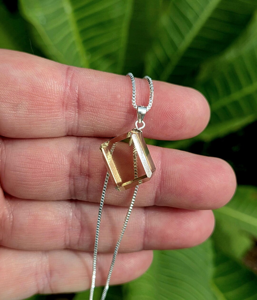 Fancy Smoky Quartz Cube Pendant and S925 Necklace. Smoky Quartz Cube ...