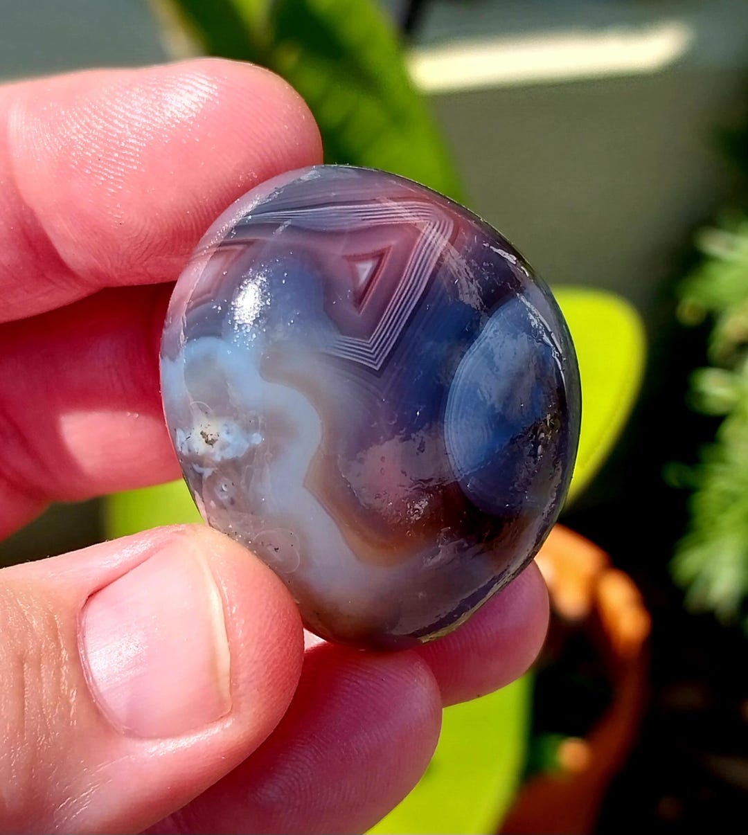 Beautiful and Rare Red Sashe River Agate Palmstone. Banded Agate ...