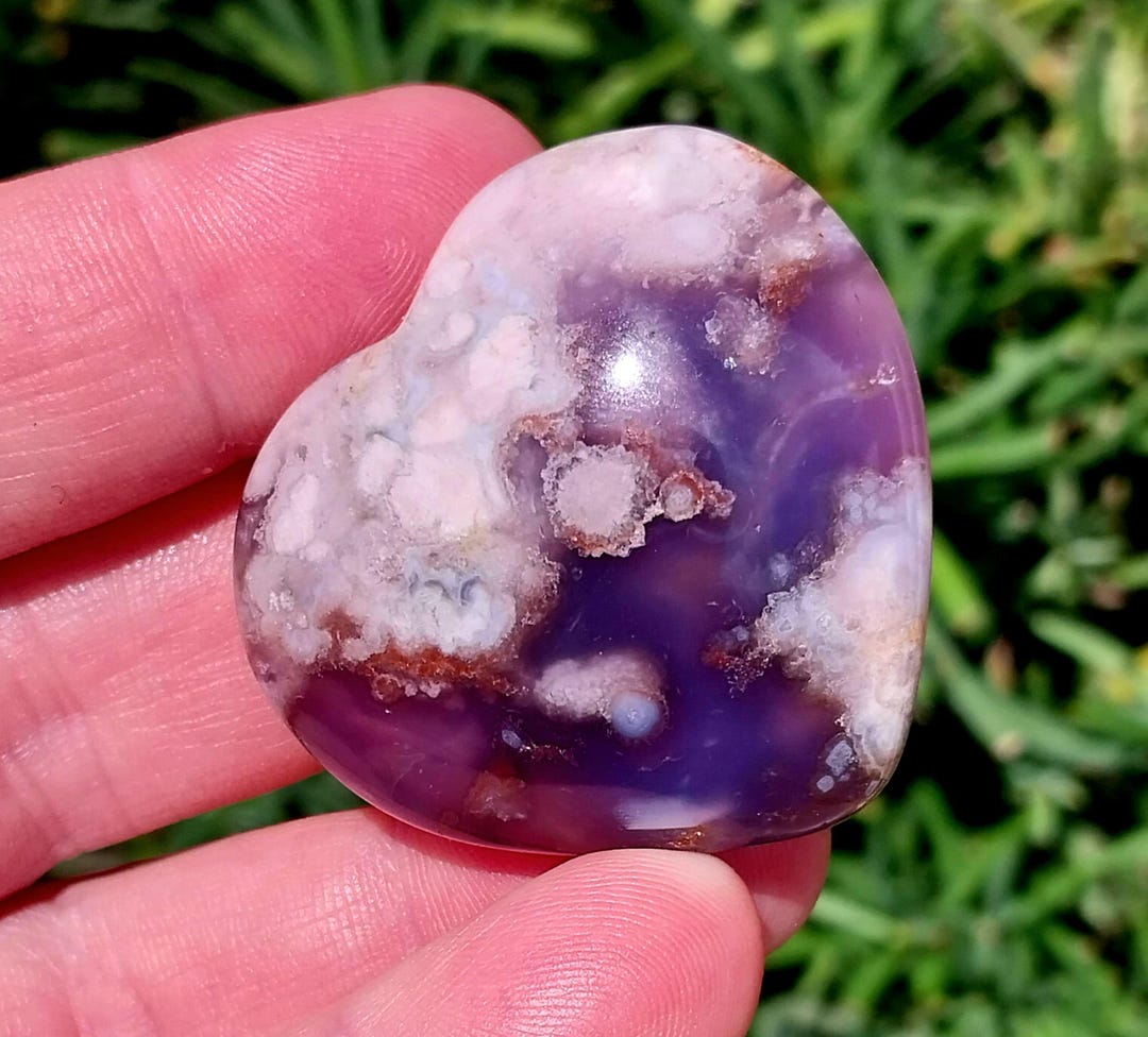 RESERVED Abby***fabulous Blue Flower Agate Heart! Blue Flower Agate ...