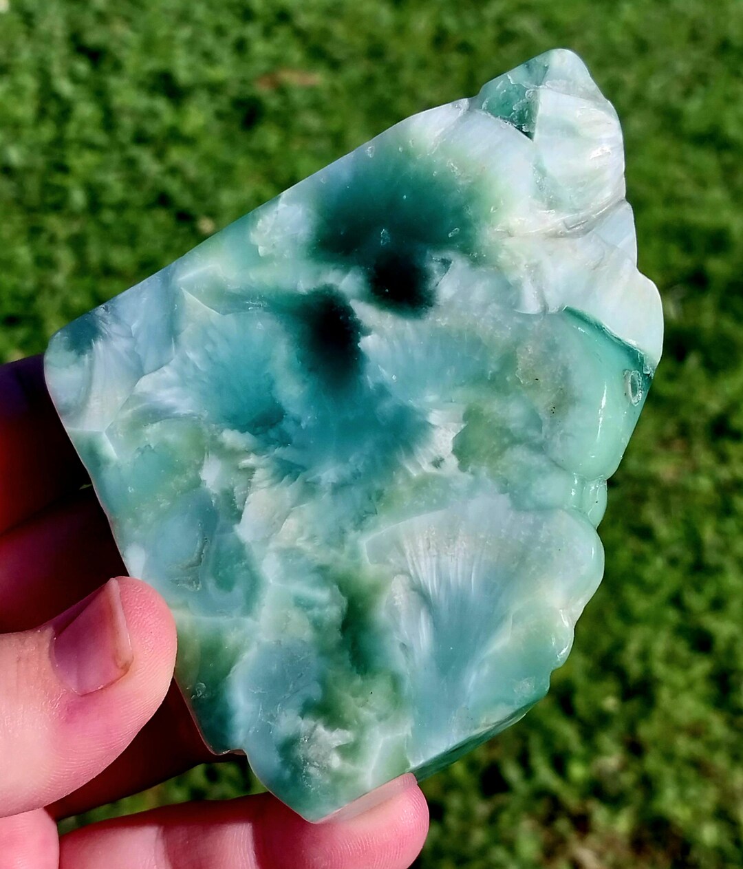 Amazingly Gorgeous Snowflake Jade Slab Sea Stone Slab. Green Alabaster ...