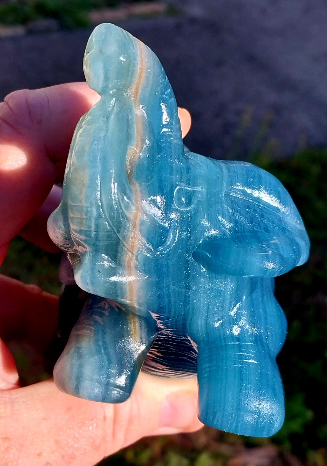 Large Amazing Blue Onyx Elephant. Blue Onyx. Crystal Elephant. Blue ...