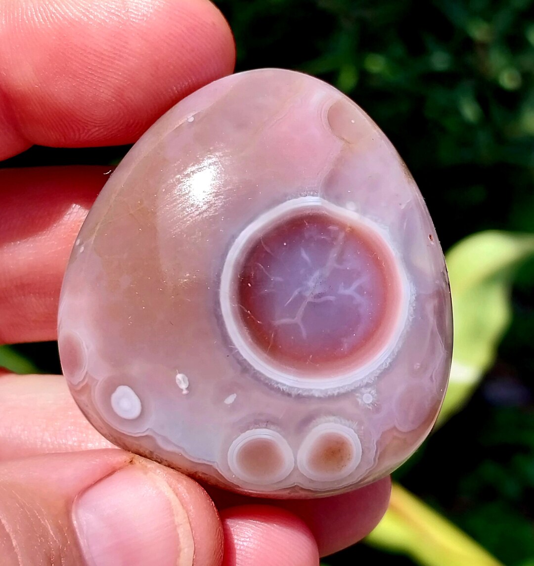 Rare and Beautiful Red Sashe River Agate Palmstone. Orbicular Agate ...