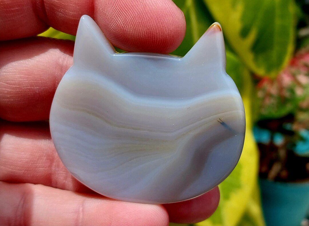 Cute Banded Agate Kitty Head. Agate Cat Crystal. Agate Cat. Cat Crystal ...