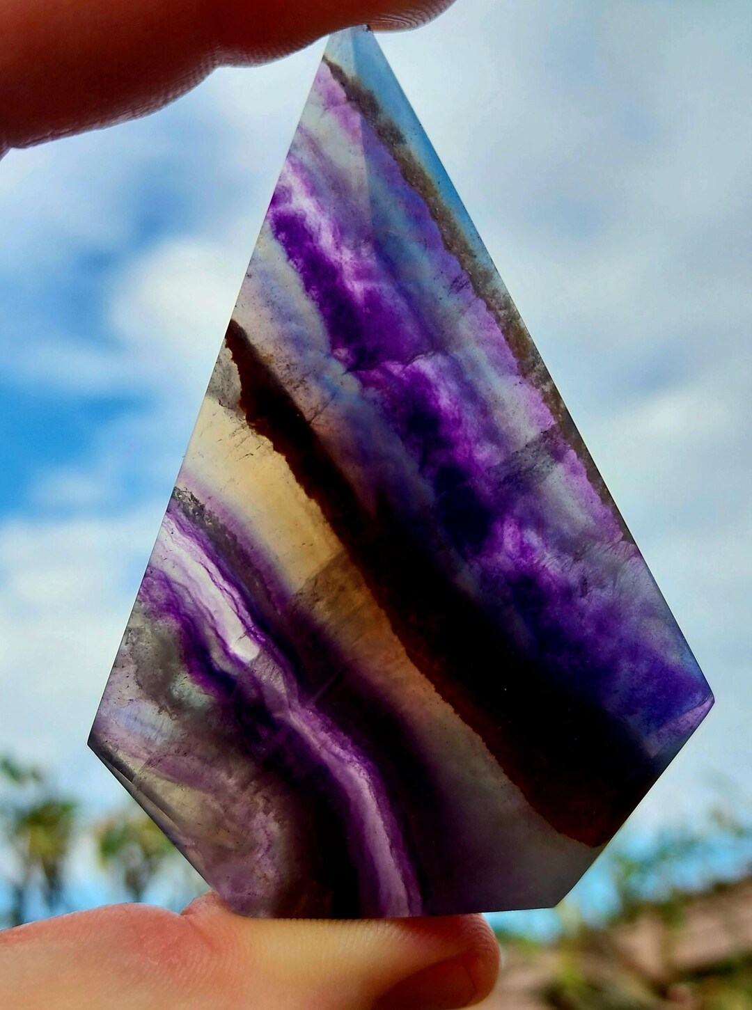 Banded Rainbow Fluorite Diamond Style Freeform. Rainbow Fluorite ...