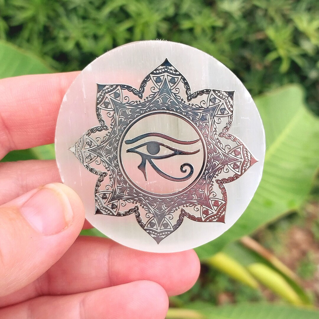 Unique Selenite Eye of Rah Slab. All Seeing Eye. Selenite Charging ...