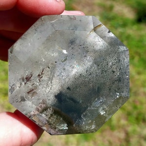 Large Top Quality Lodolite Garden Quartz Diamond Freeform With Stand ...