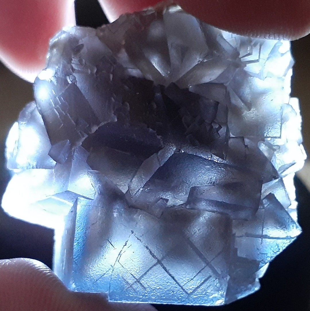 Pastel Purple and Blue Cubic Fluorite With Super Unique Growth Fracture ...