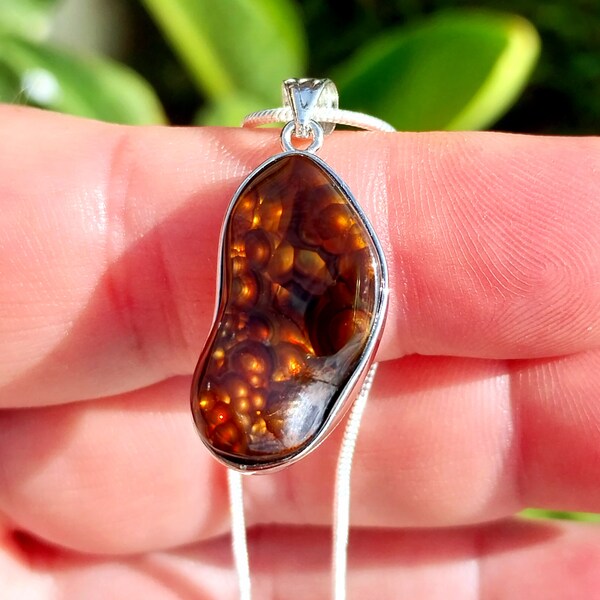Fire Agate Pendant - Etsy