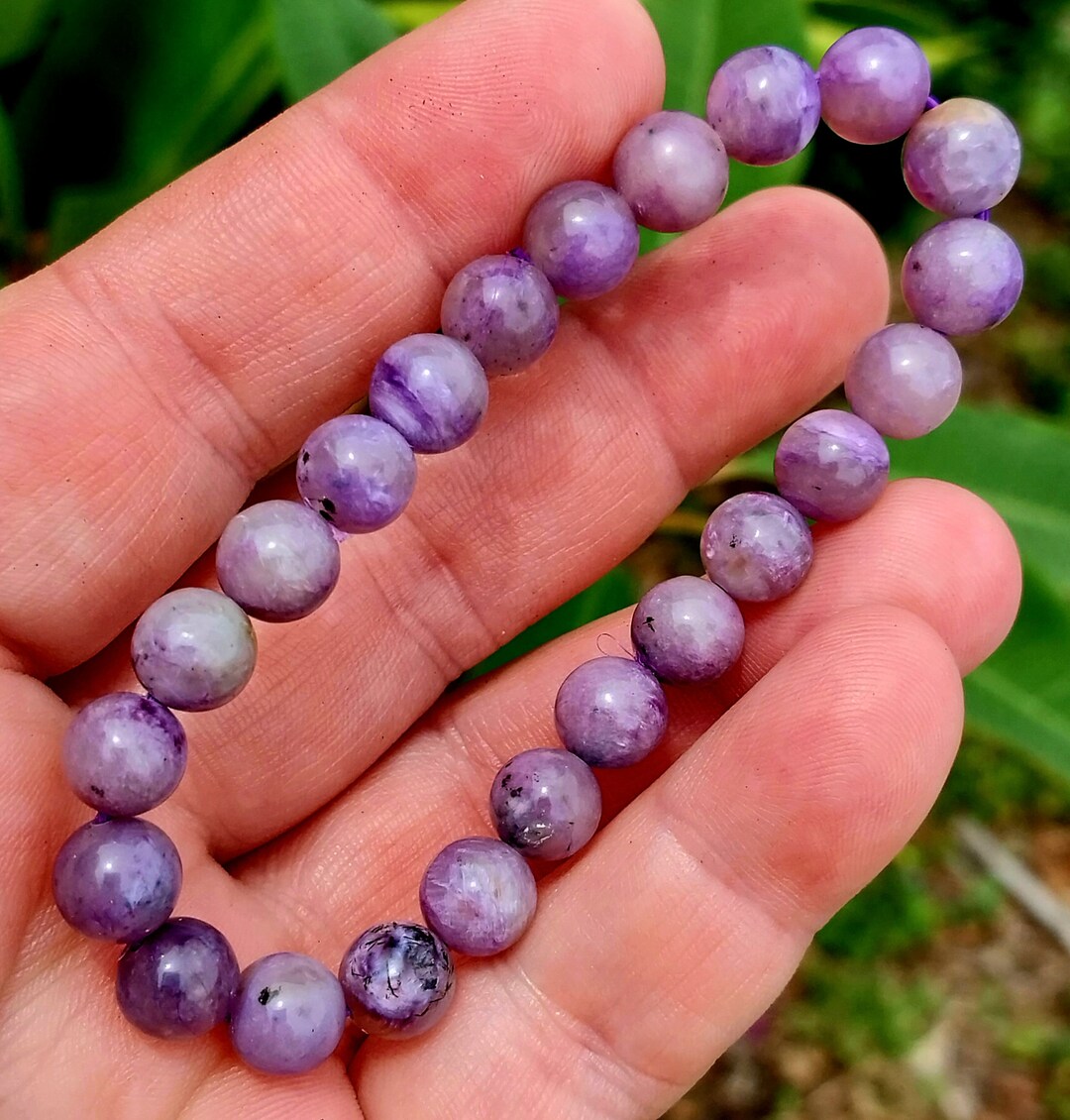 8 Mm Amazing High Quality Purple Charoite in Quartz Bracelet Charoite ...