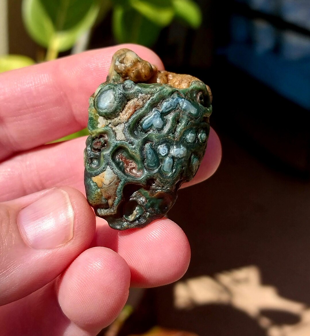 Special Green, Yellow, and Blue Gobi Eye Agate Palmstone! Gobi Eye ...