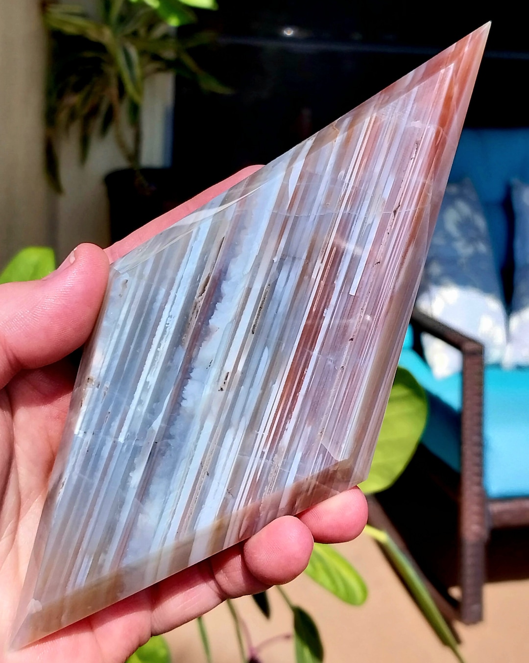 GORGEOUS Pink Banded Agate Diamond! Pink Agate. Banded Agate. Pink ...