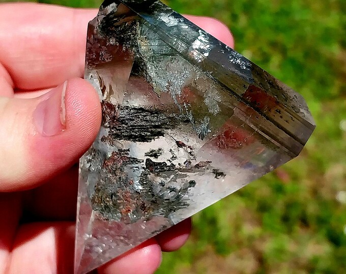 Large Top Quality Lodolite Garden Quartz Diamond Freeform With Stand ...