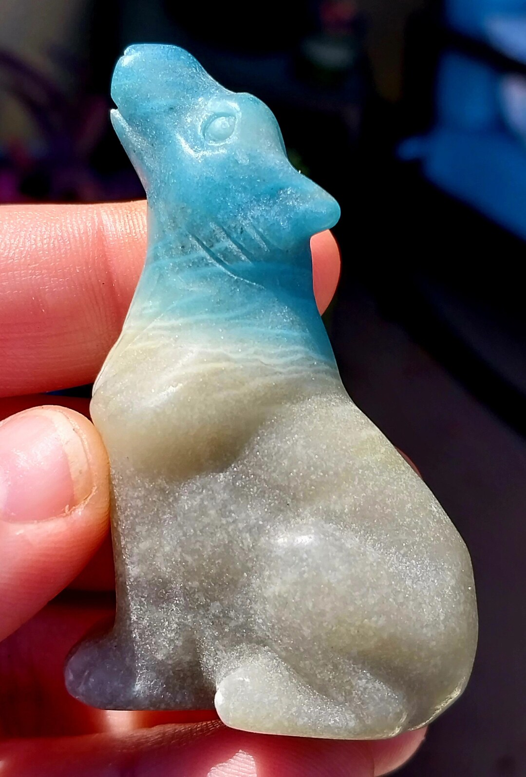 Amazing Blue Trolleite Wolf Trolleite Wolf. Blue Trolleite. Rare Trolleite. Trolleite Carving ...