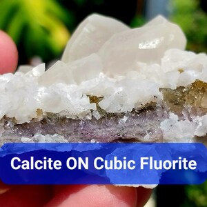 UV Reactive Calcite AND Dolomite ON Cubic Yellow Fluorite With Sugar ...