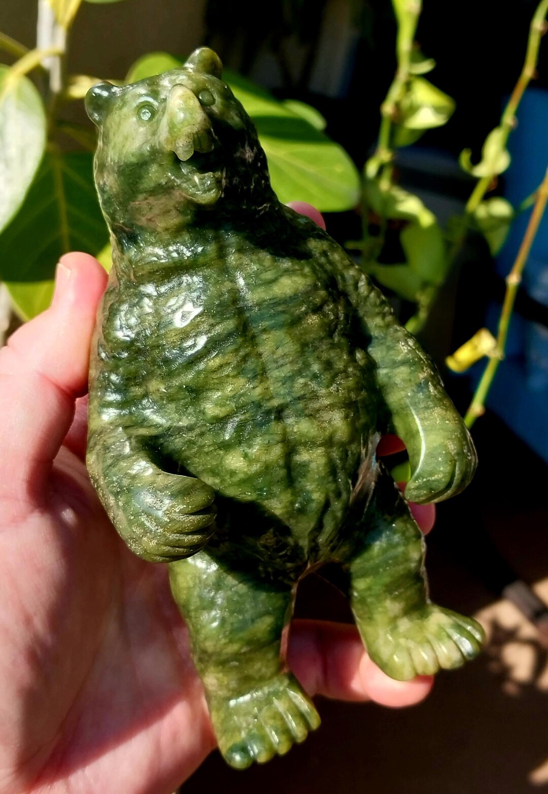 Ferocious Green Nephrite Jade Grizzly Bear. Crystal Bear. Jade Grizzly ...