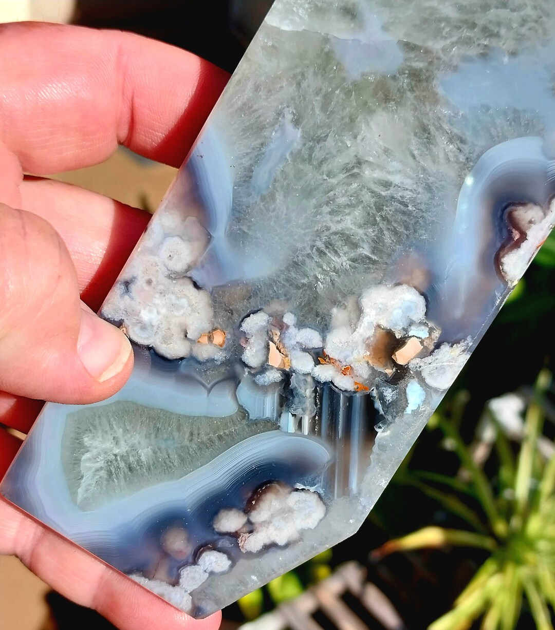 Gorgeous TOP QUALITY Blue Flower Agate Slab With Green Quartz! Flower ...