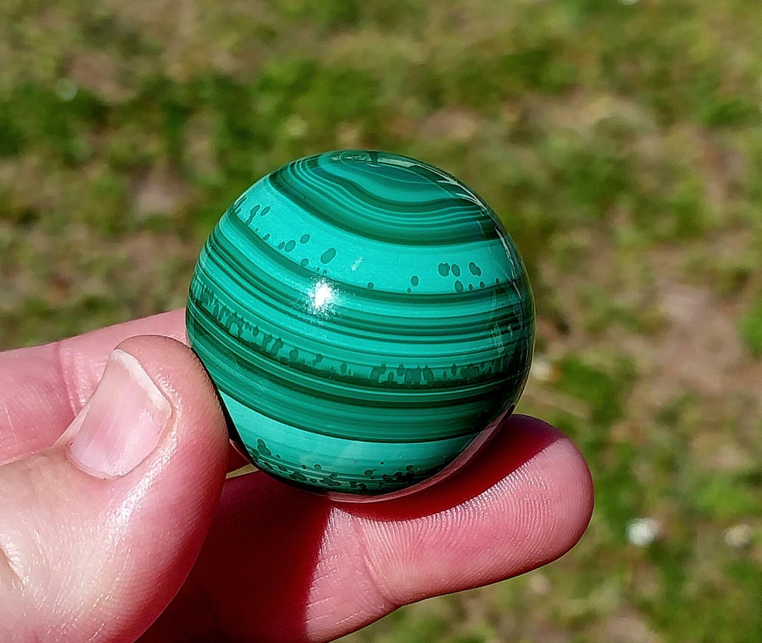 34 Mm Banded Malachite Sphere. Green Malachite Sphere. Polished ...