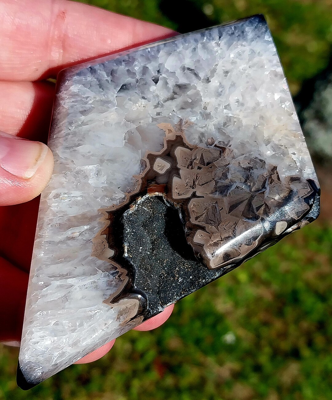 Elegant Black Onyx and Quartz Diamond Freeform. Onyx Diamond. Druzy ...