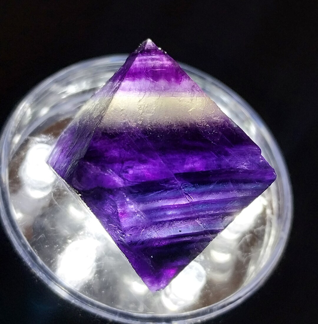 Banded Blue and Purple Fluorite Octahedron Crystal. Rainbow Fluorite ...