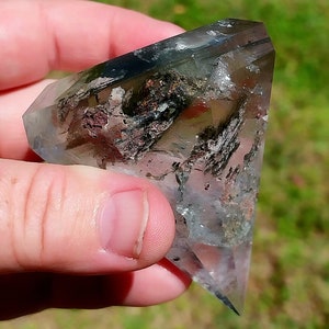 Large Top Quality Lodolite Garden Quartz Diamond Freeform With Stand ...