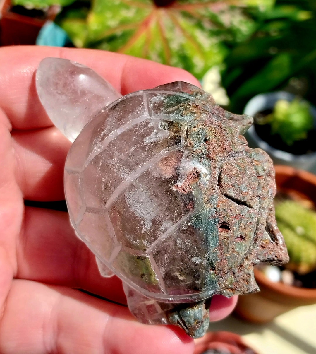 Amazing Garden Quartz Lodolite Sea Turtle Carving! Lodolite Sea Turtle ...