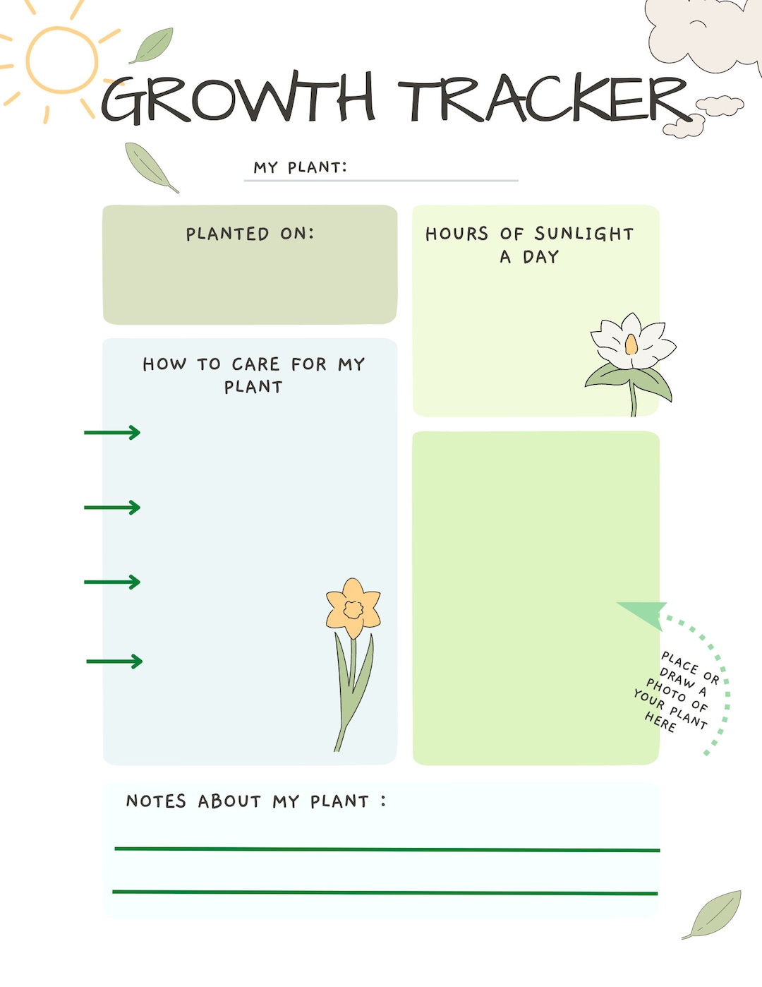 Printable Plant Growth Tracker for Kids - Etsy
