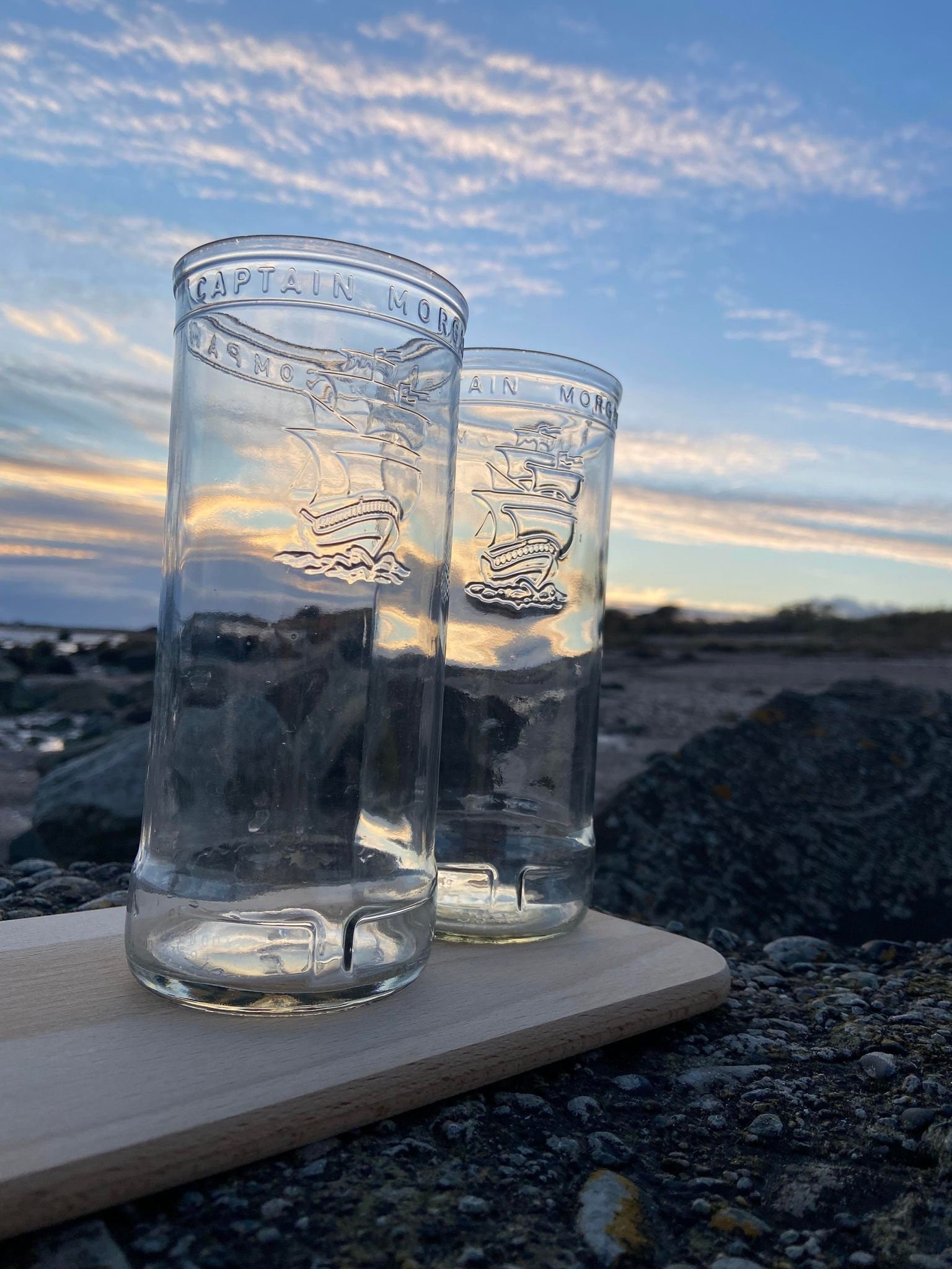 Upcycled Captain Morgans Rum Glass, Tall Drinking Glass, Gifts for Her ...
