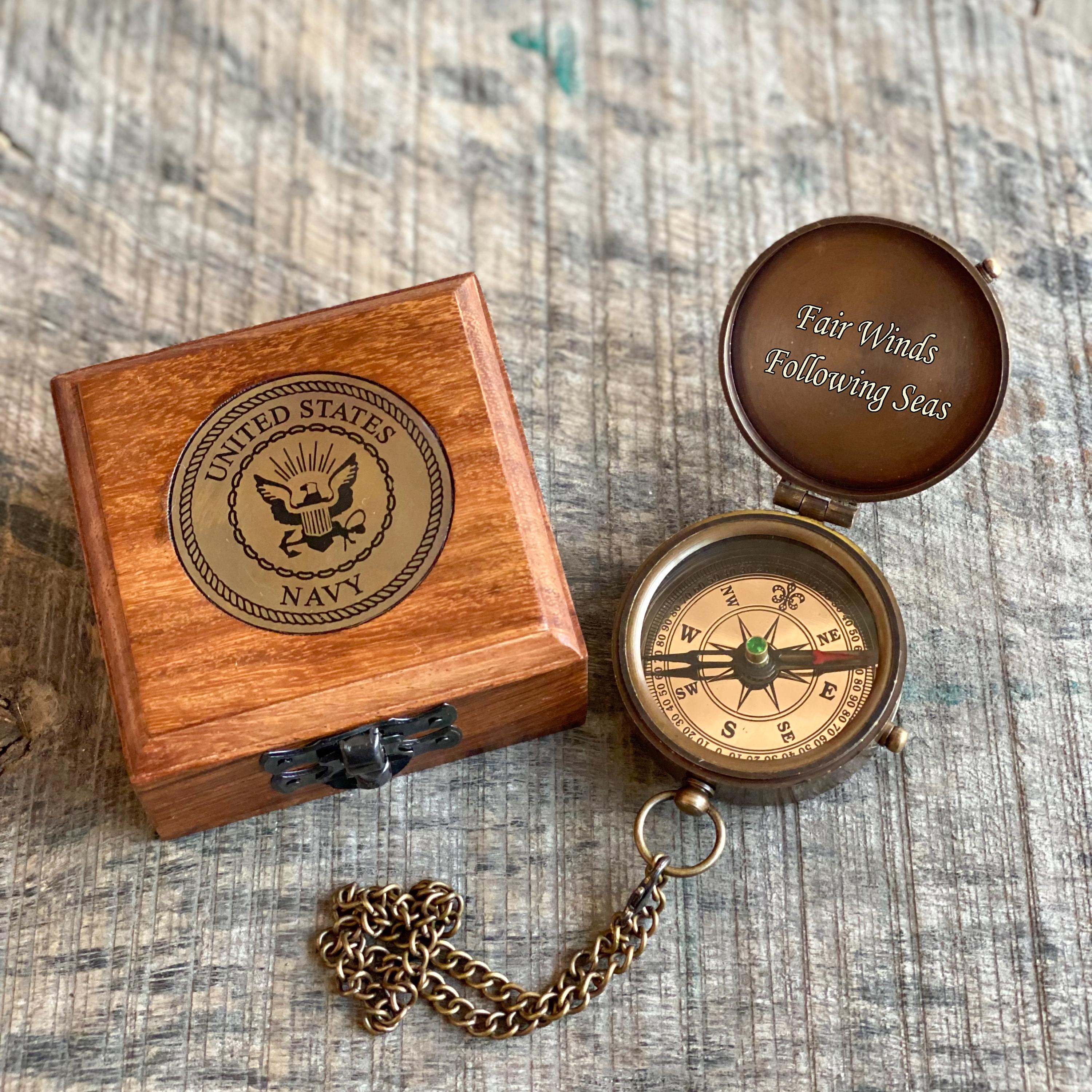 U.S Navy Gift, Engraved Navy Compass, United Sates Navy Gift, Antique ...