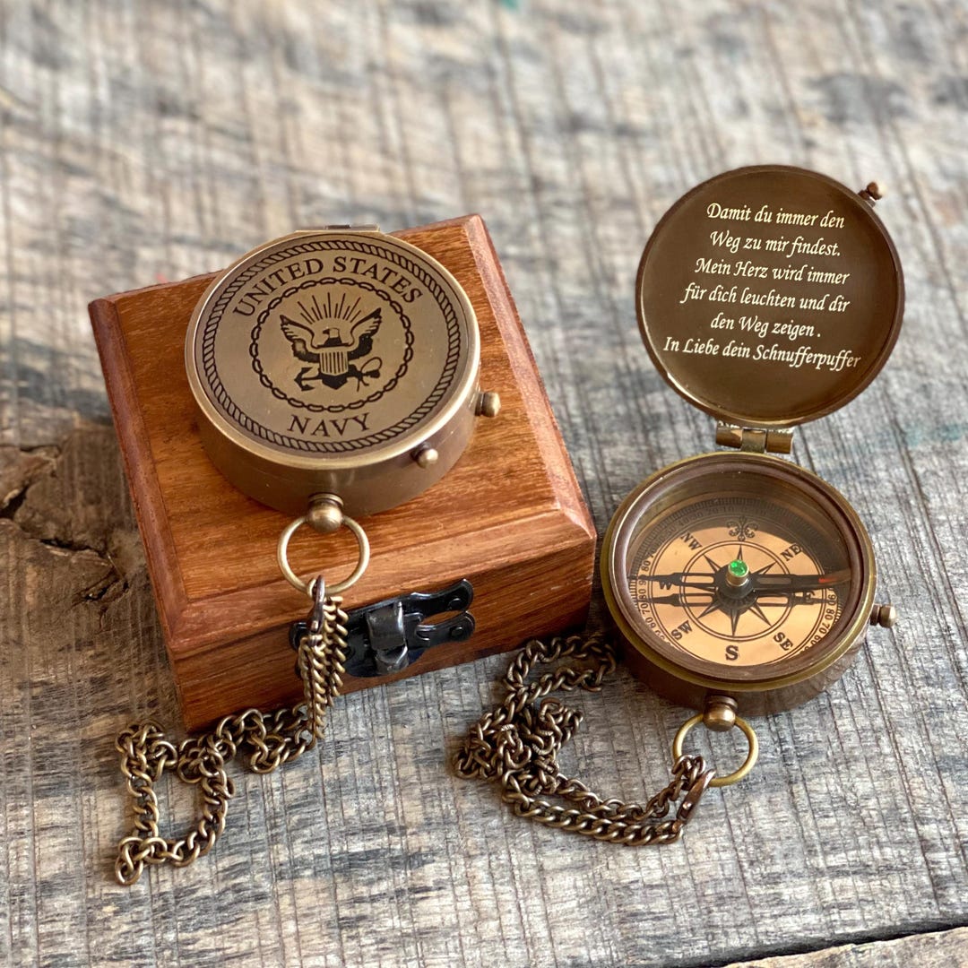 U.S Navy Gift, Engraved Navy Compass, United Sates Navy Gift, Antique ...
