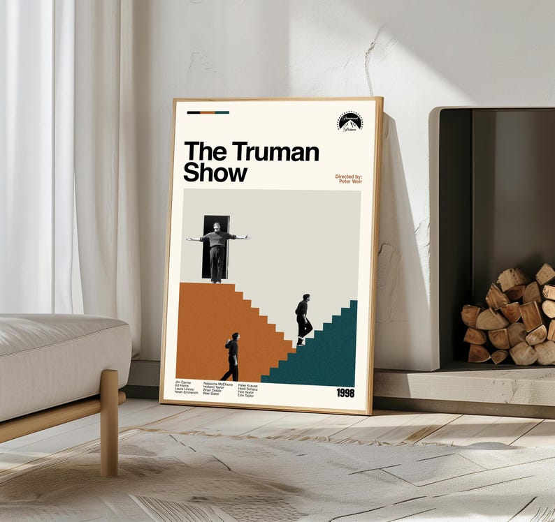 The Truman Show Poster, Truman Burbank Poster, Retro Poster, Mid ...
