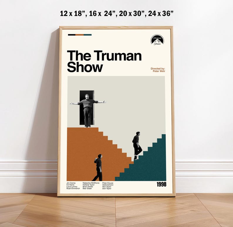 The Truman Show Poster, Truman Burbank Poster, Retro Poster, Mid ...