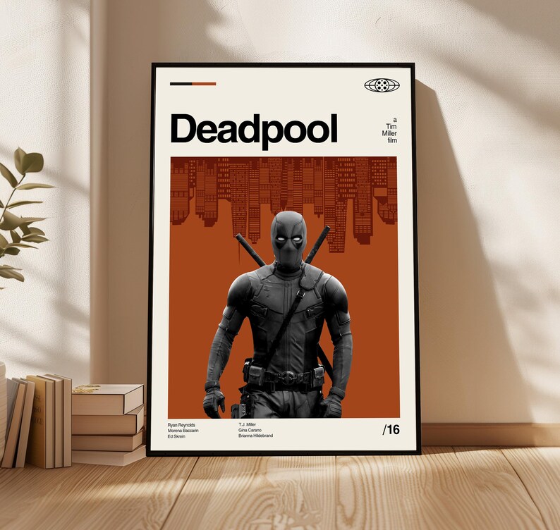 Deadpool Movie Poster, Tim Miller Poster, Retro Poster, Mid Century ...