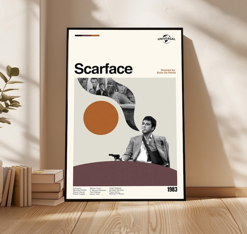 SCARFACE Movie Poster, Al Pacino Poster, Mid Century Modern Art, Wall ...