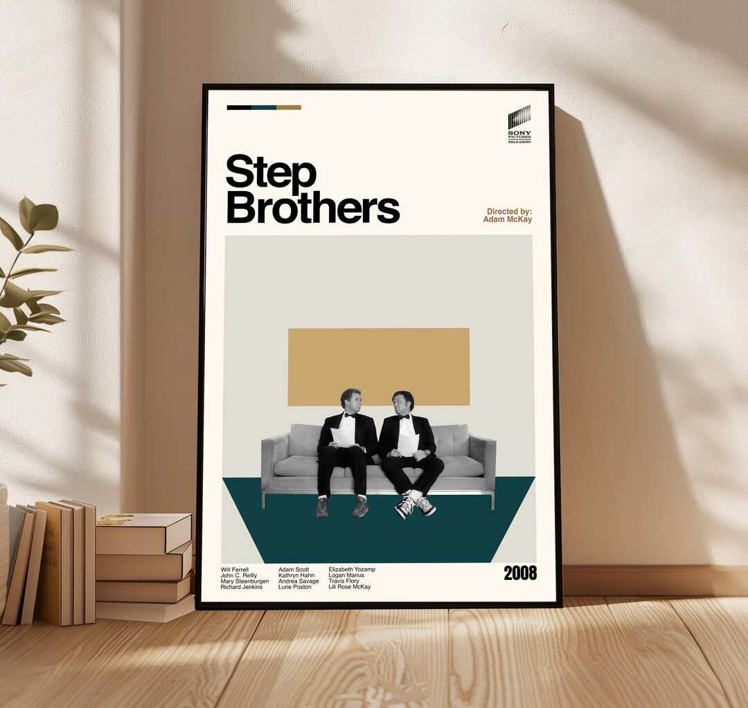 Step Brothers Movie Poster, Will Ferrell, John C. Reilly, Mid Century ...