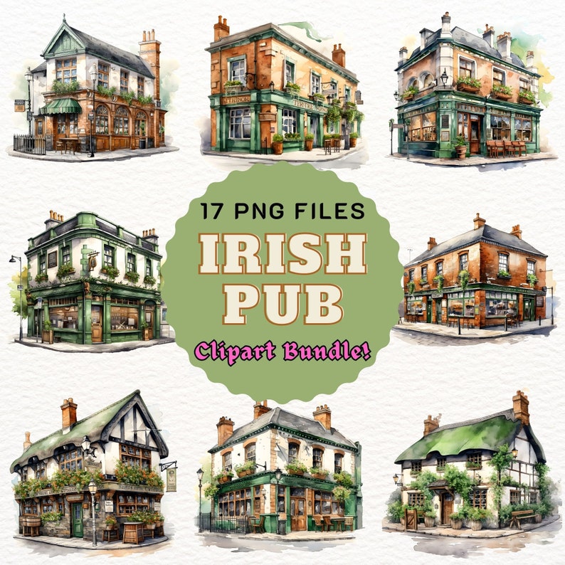 Watercolor Irish Pub Clipart, Commercial Use, Instant Download, Germany ...