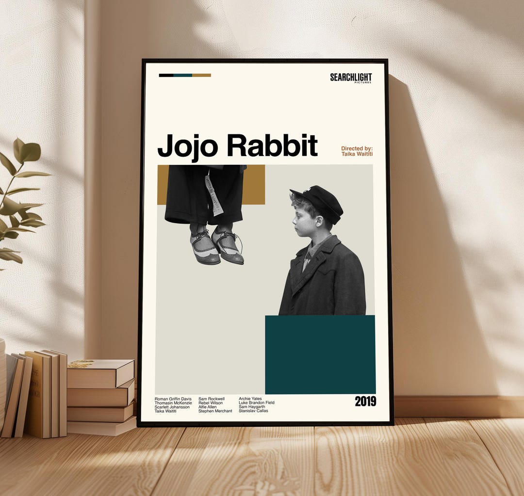 Jojo Rabbit Movie Poster, Taika Waititi Film, Retro Poster, Mid Century ...