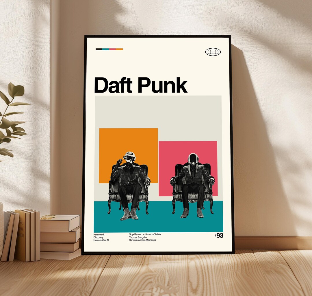 Daft Punk Album Music Poster, Daft Punk Poster, Retro Poster, Mid ...