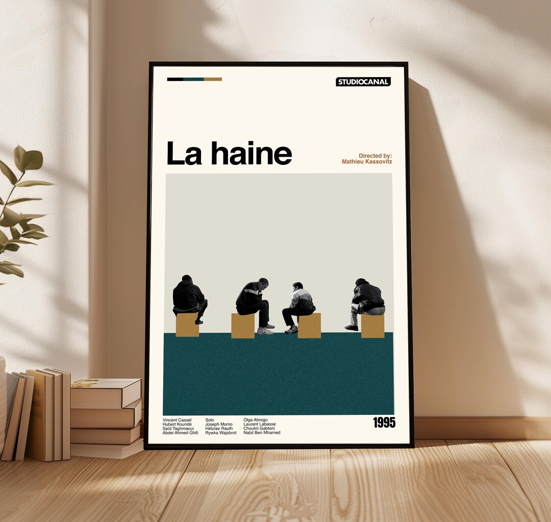 La Haine Movie Poster, Vincent Cassel Poster, Retro Poster, Mid Century ...