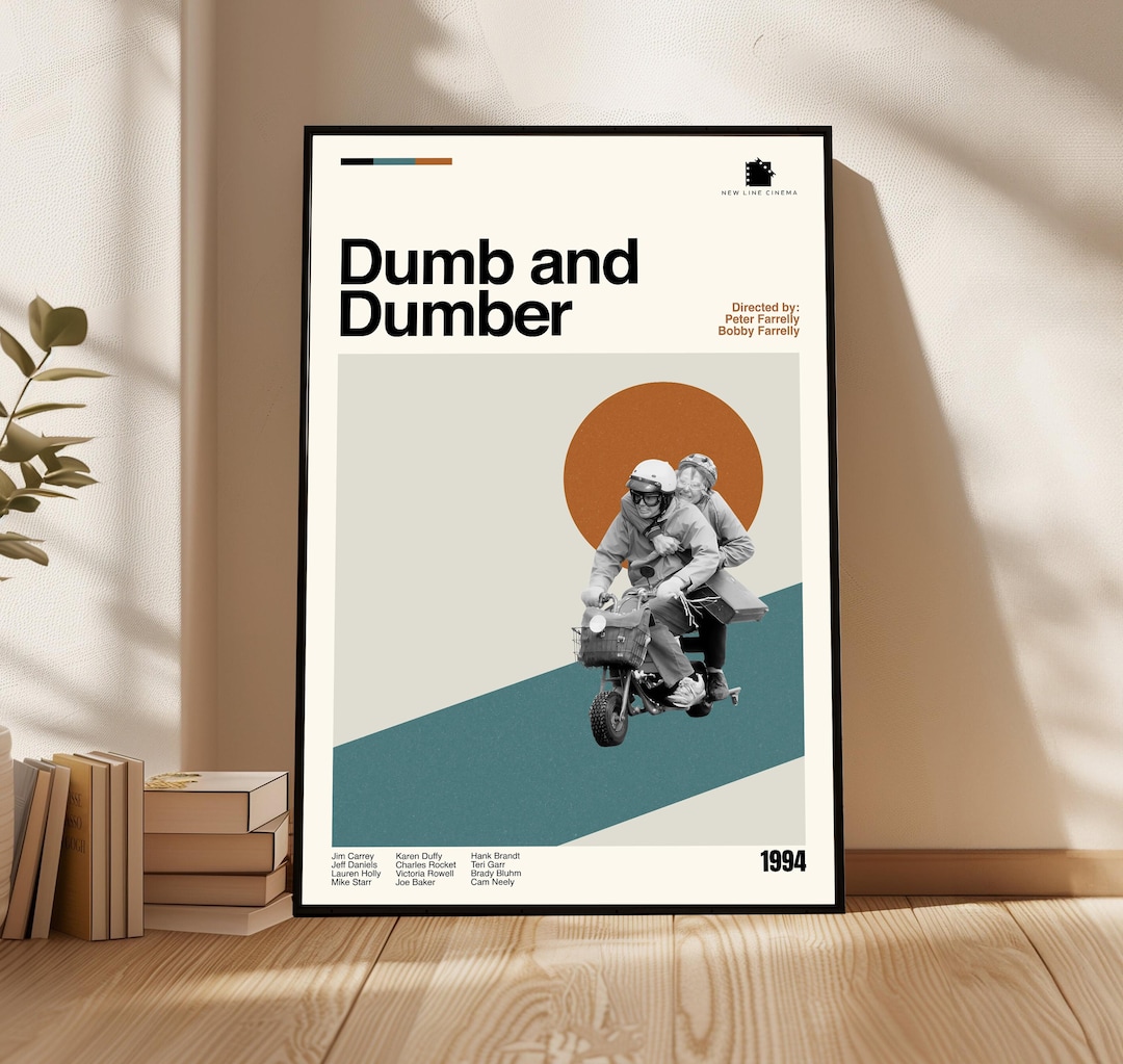 Dumb and Dumber Movie Poster, Jim Carrey Poster, Retro Poster, Mid ...