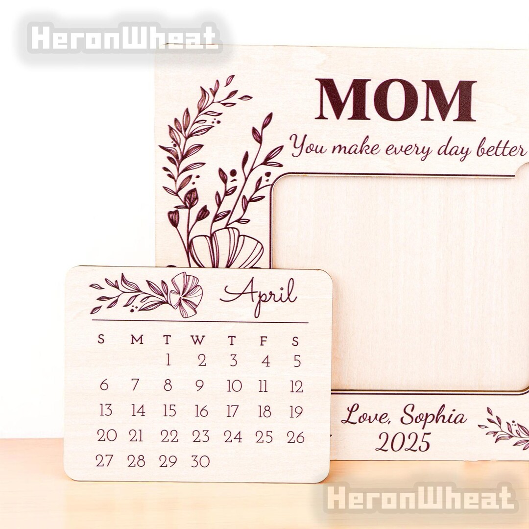Custom Wooden Desk Calendar for Mom, Removable Month Covers ...