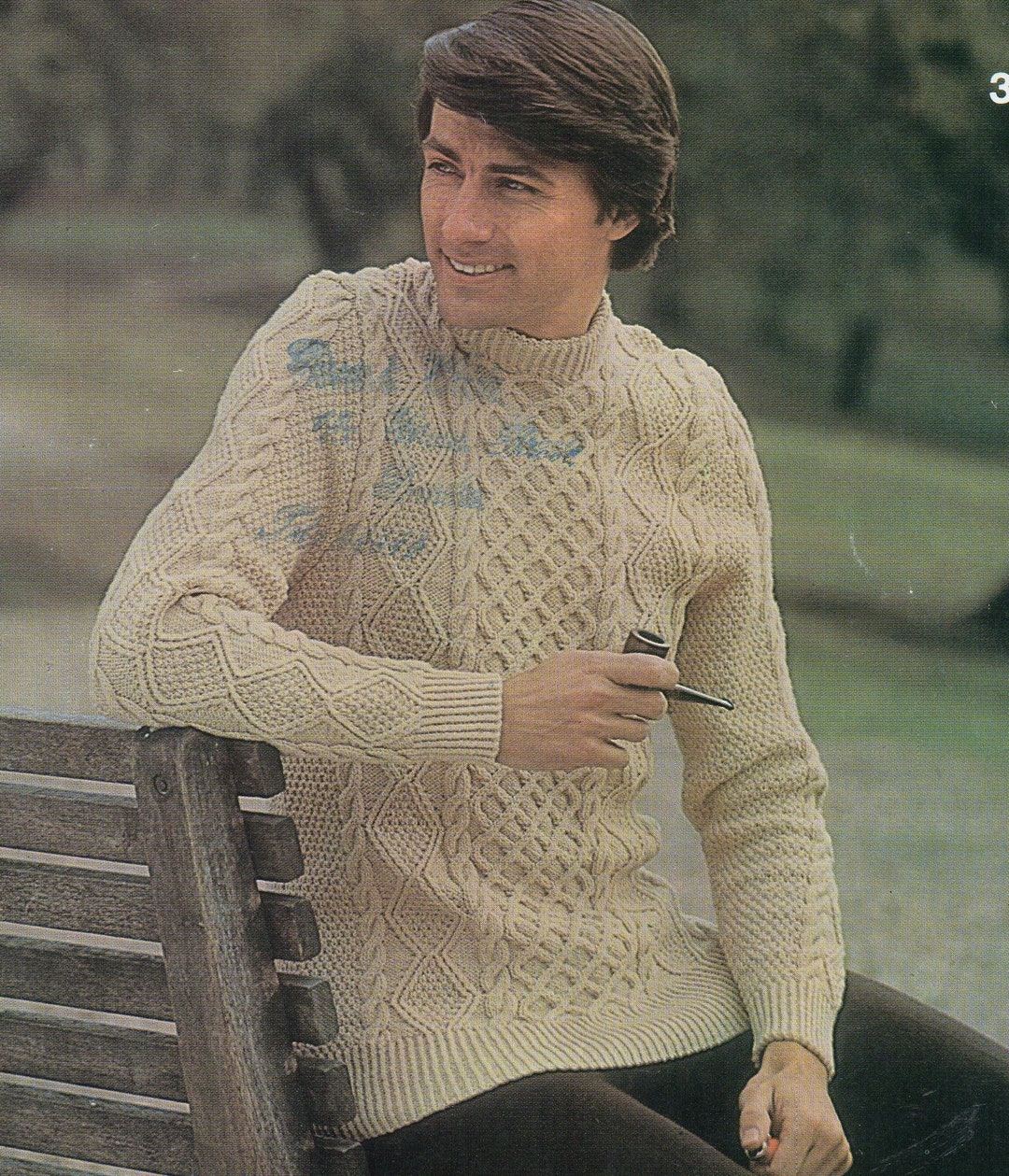 Vintage Mens Aran Sweater KNITTING PATTERN Pdf Download Mans ...