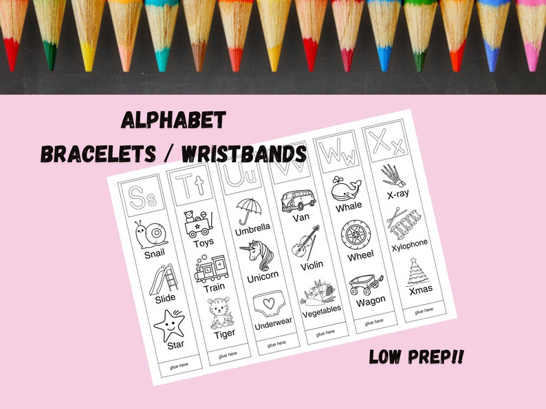Alphabet Wristbands/bracelets Printable, ABC Activity Sheets - Etsy